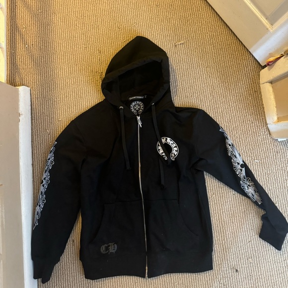 Chrome Hearts | Sweaters | Chrome Hearts Black Hoodie With White Emblem ...